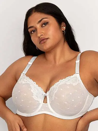Victoria's Secret Curvy Couture Sheer Whisper Unlined Underwire Bra - White,ivory