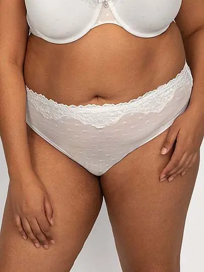 Victoria's Secret Curvy Couture Sheer Whisper High Cut Brief Panty - White,ivory