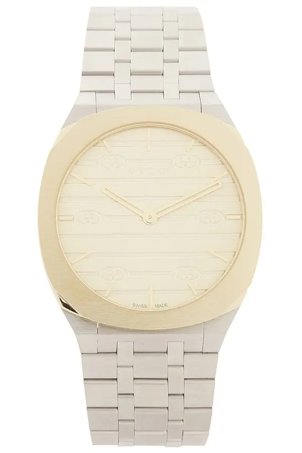 Gucci Gg Golden Brass Dial Watch - Stainless Steel