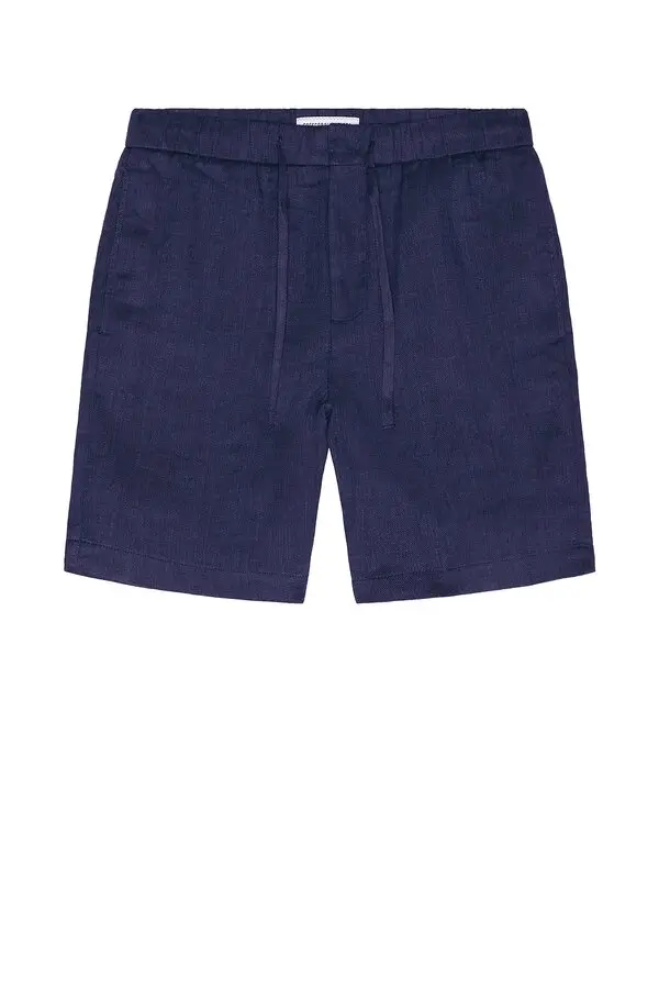 Frescobol Carioca Felipe Linen Shorts - Navy Blue