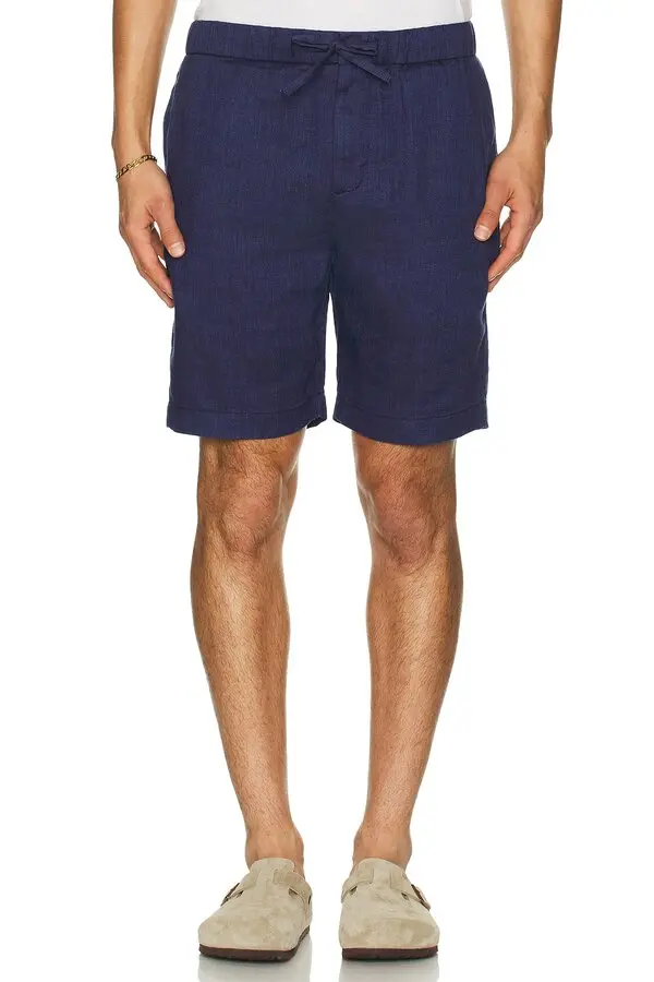 Frescobol Carioca Felipe Linen Shorts - Navy Blue