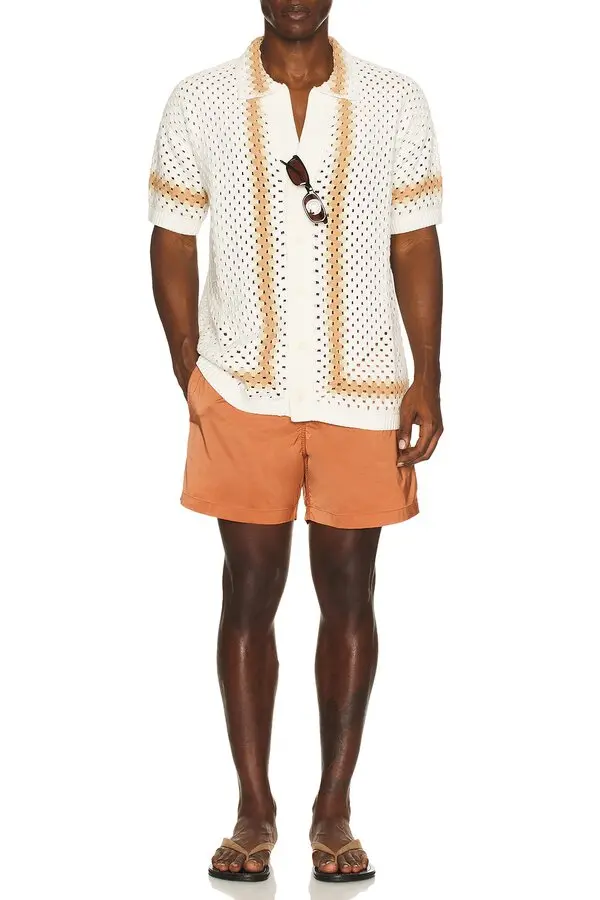 Frescobol Carioca Salvador Elasticated Swim Short In Orange - Copper