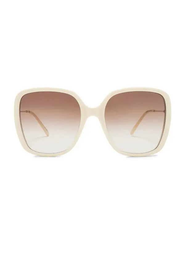 Chloé Square Frame Sunglasses - Ivory  Gold  & Brown