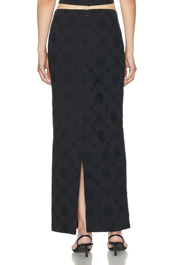 HELSA Eyelet Column Midi Skirt