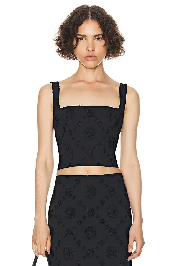 HELSA Eyelet Corset Top - Black