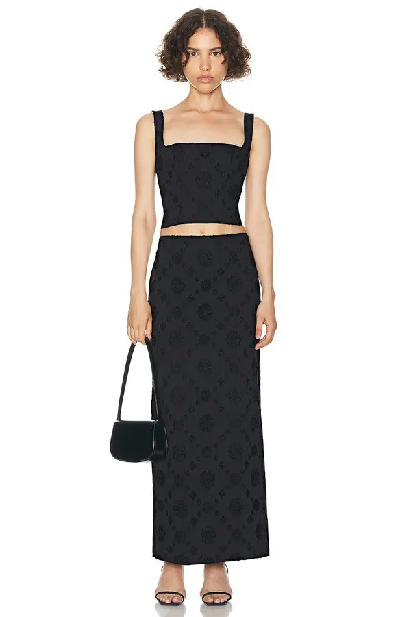 HELSA Eyelet Corset Top - Black