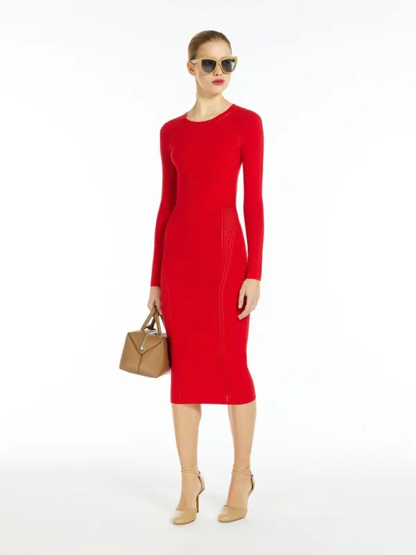 Max Mara Crepe Knit Midi Dress - Red | Editorialist