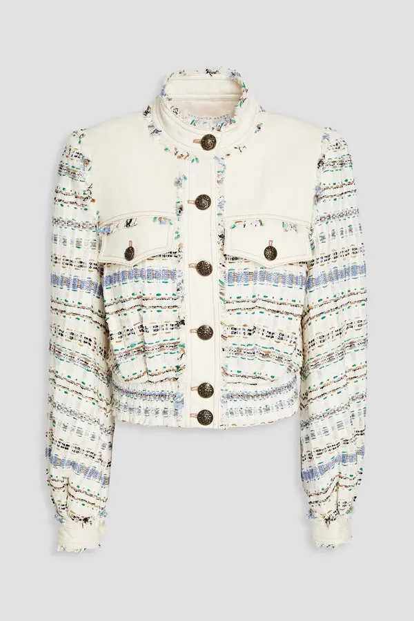 Veronica Beard Darren Gabardine-paneled Tweed Jacket