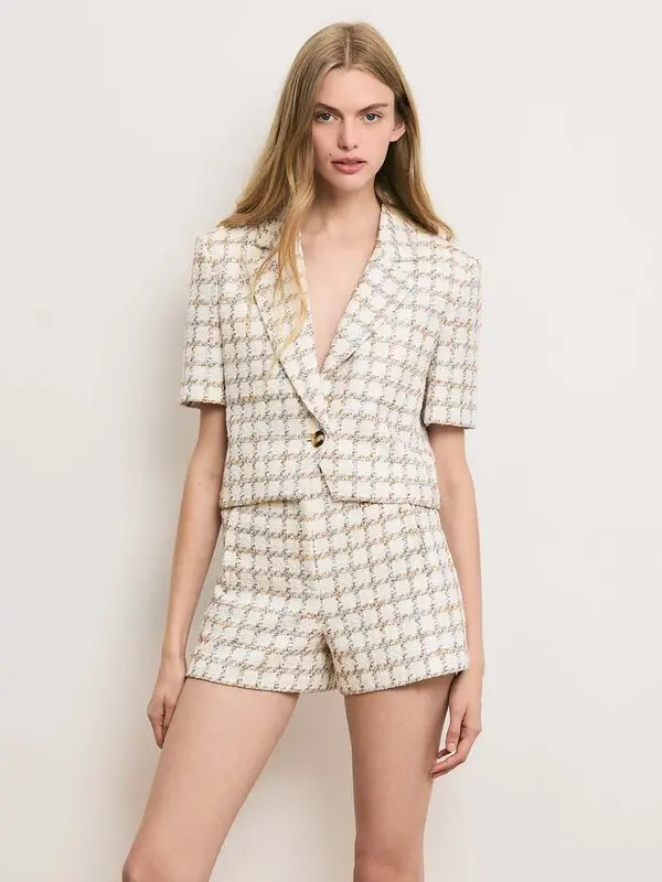 Veronica Beard Jazmin Tweed Shorts - Ecru Multi