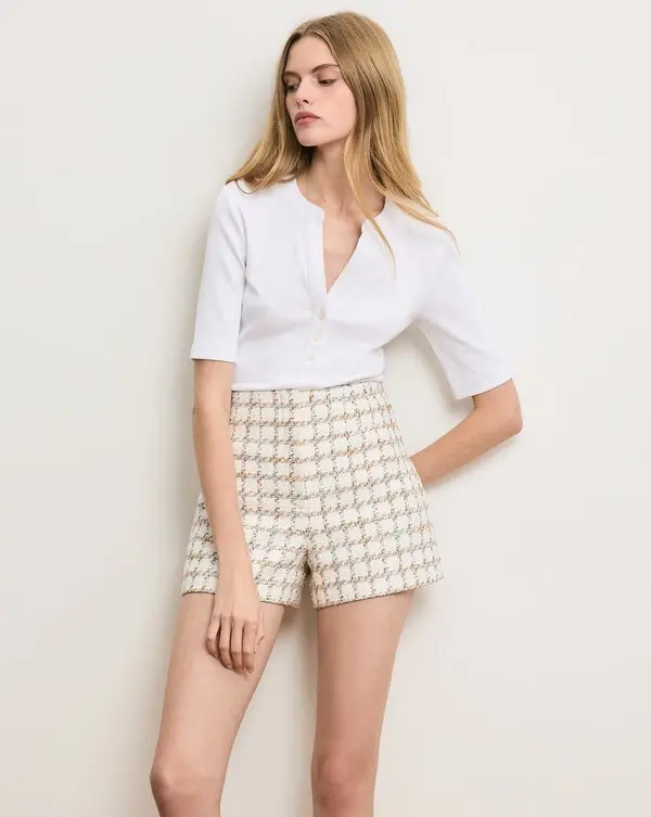 Veronica Beard Jazmin Tweed Shorts - Ecru Multi
