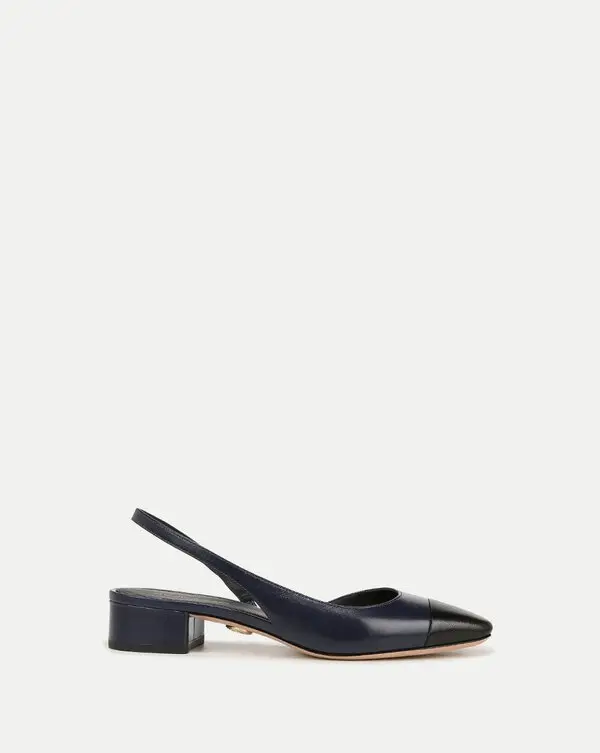 Veronica Beard Cecile Leather Cap-toe Slingback Navy