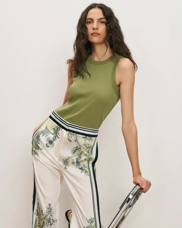 Veronica Beard Jordyn Cropped Tank Top - Cactus