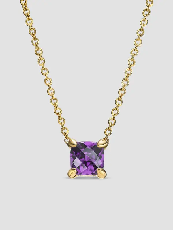 David Yurman Micro Chatelaine Pendant Necklace In 18k Yellow Gold - Amethyst