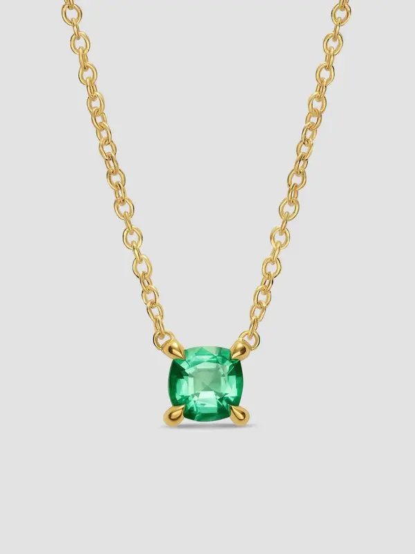 David Yurman Micro Chatelaine Pendant Necklace In 18k Yellow Gold - Emerald