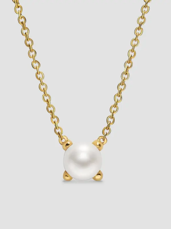 David Yurman Micro Chatelaine Pendant Necklace In 18k Yellow Gold - Pearl