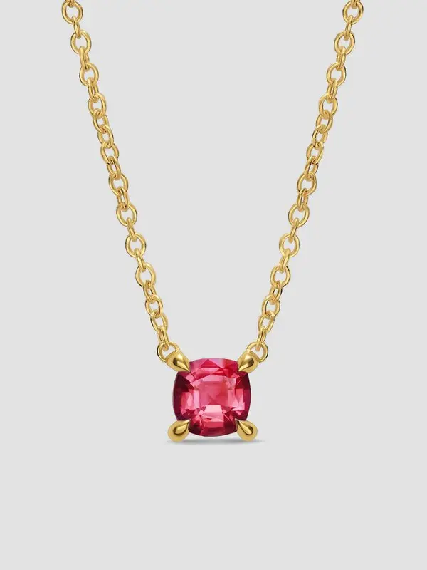 David Yurman Micro Chatelaine Pendant Necklace In 18k Yellow Gold - Ruby