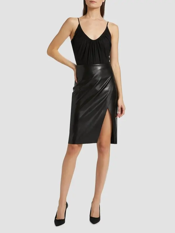 L'Agence Gelina Rusched Bodysuit - Black
