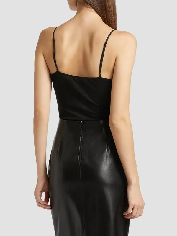 L'Agence Gelina Rusched Bodysuit - Black
