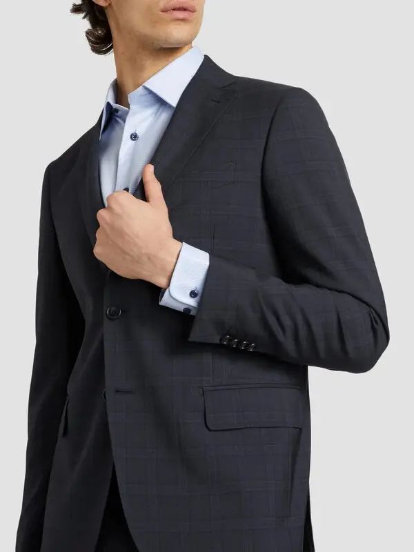 SAKS FIFTH AVENUE Collection Plaid Wool Single-breasted Suit