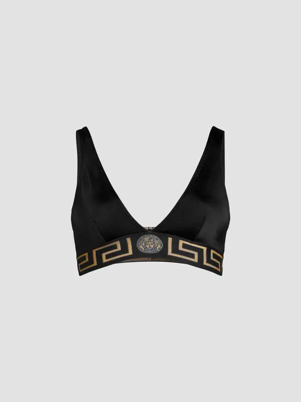Versace Greca Triangle Bikini Top - Black