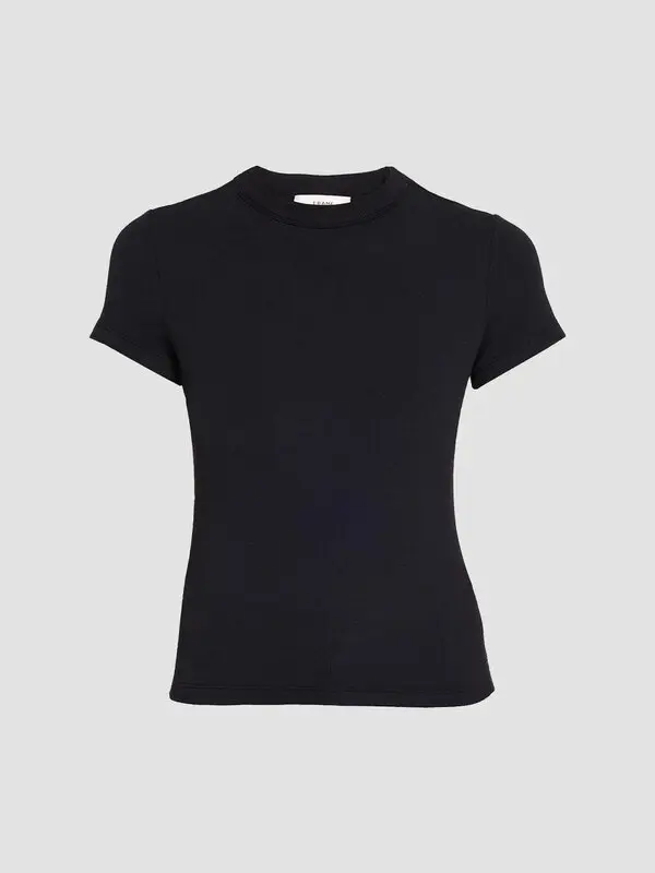 FRAME Rib-knit Crewneck T-shirt - Black