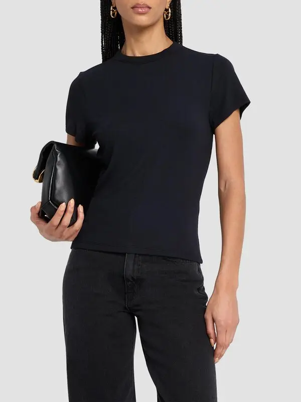 FRAME Rib-knit Crewneck T-shirt - Black