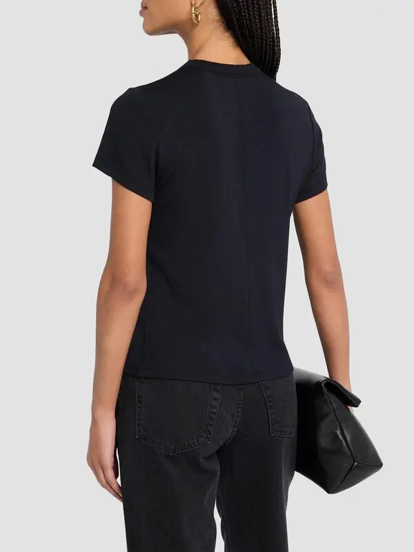 FRAME Rib-knit Crewneck T-shirt - Black