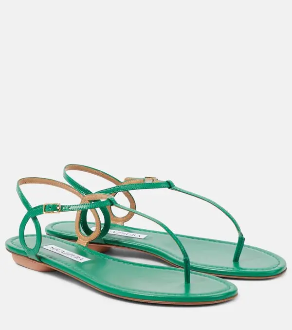 AQUAZZURA Almost Bare Leather Thong Sandals