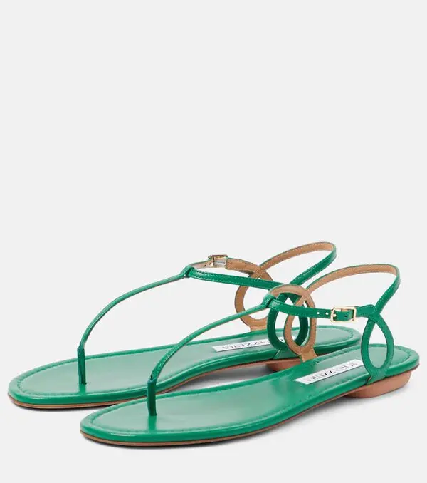 AQUAZZURA Almost Bare Leather Thong Sandals