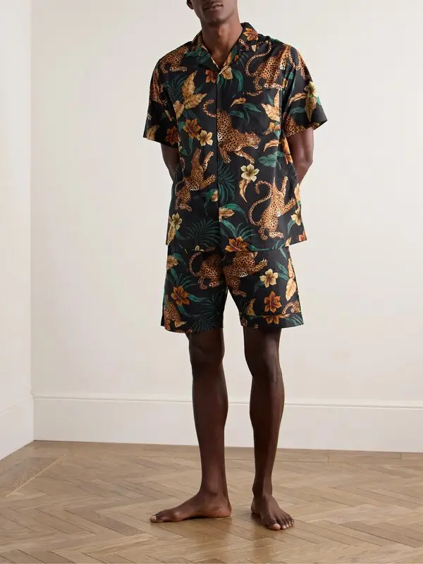Desmond & Dempsey Soleia Camp-collar Printed Cotton-poplin Pyjama Set M