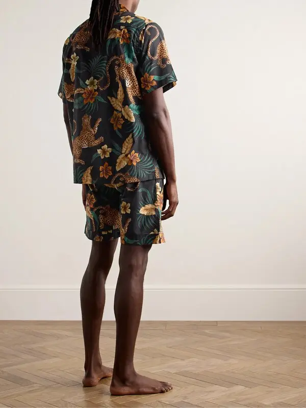 Desmond & Dempsey Soleia Camp-collar Printed Cotton-poplin Pyjama Set M