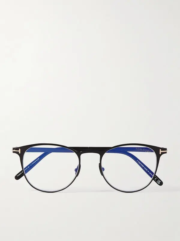 TOM FORD Round-frame Blue Light-blocking Optical Glasses - Black