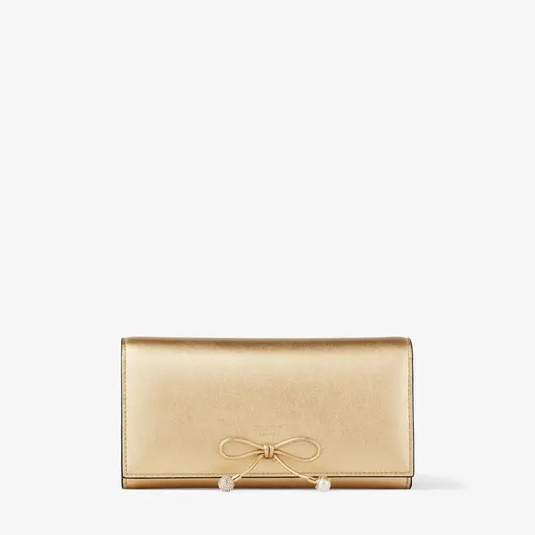 JIMMY CHOO Martina Gold Metallic Nappa Leather Wallet - Gold/light Gold