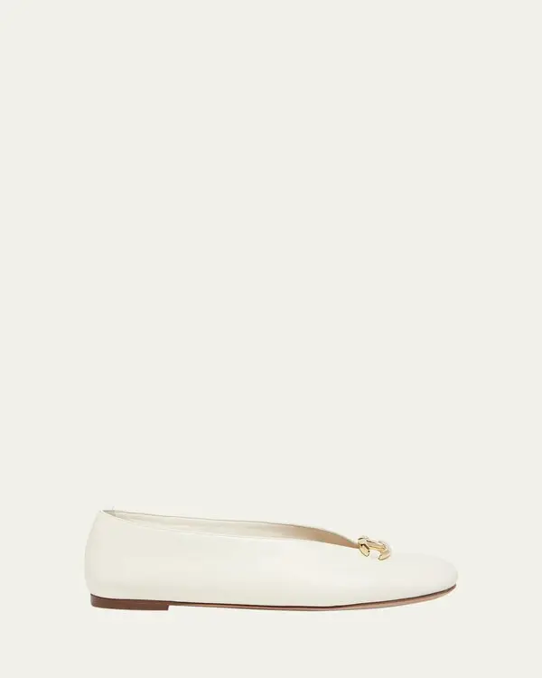 Valentino Garavani Vlogo Medallion Calfskin Ballerina Flats