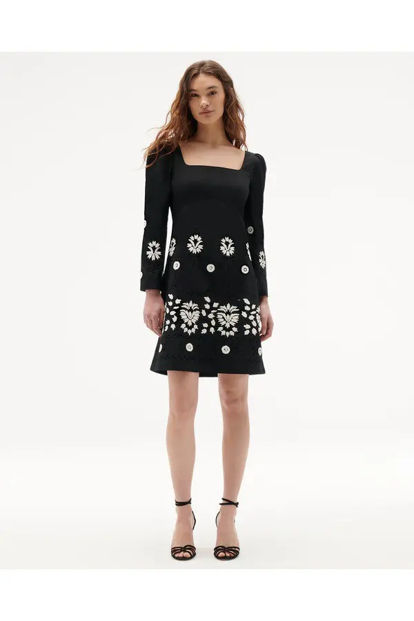 Figue Mazie Embroidered Dress In Black - 75% Off | Editorialist