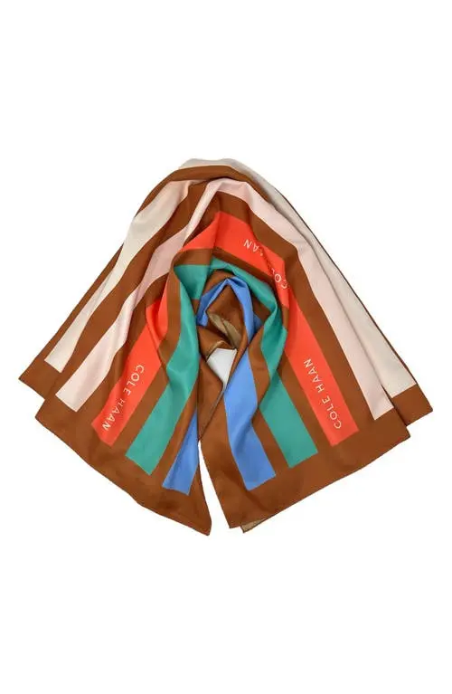 Cole Haan Stripe Square Scarf - British Tan