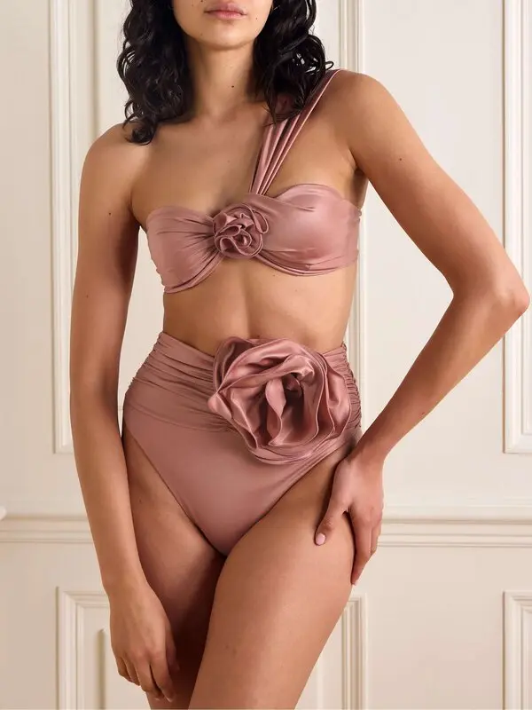 Magda Butrym Appliquéd Ruched Bikini Briefs - Pink