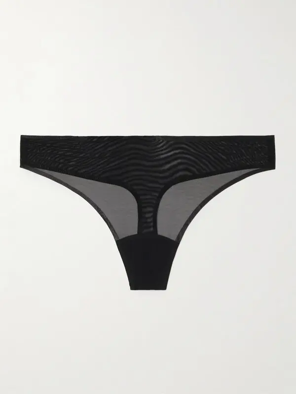 Commando Chic Mesh Thong - Black