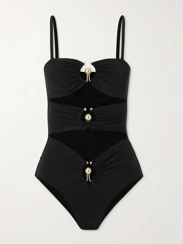 Christopher Esber Cutout Embellished Swimsuit - Black