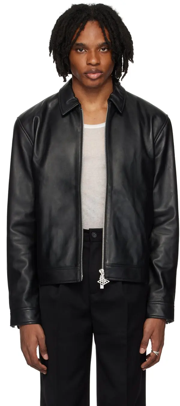 Han Kjobenhavn Zip Leather Jacket In Black - 35% Off