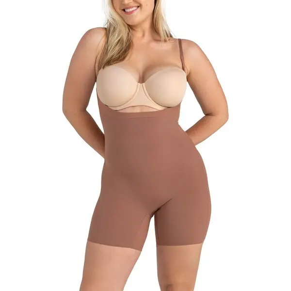 HONEYLOVE Open Bust Bodysuit - Toffee