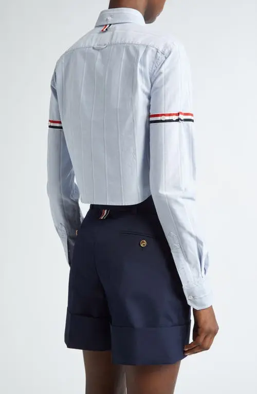 Thom Browne Armband Stripe Cropped Shirt - Navy