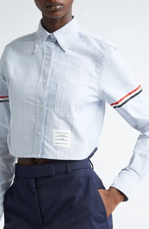 Thom Browne Armband Stripe Cropped Shirt - Navy
