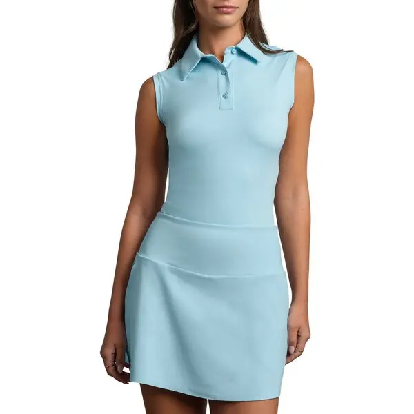 RHONE Course To Court Sleeveless Polo - Pool Blue