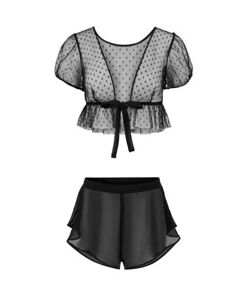 ADORE ME Lindy Crop Top & Short Set - Black