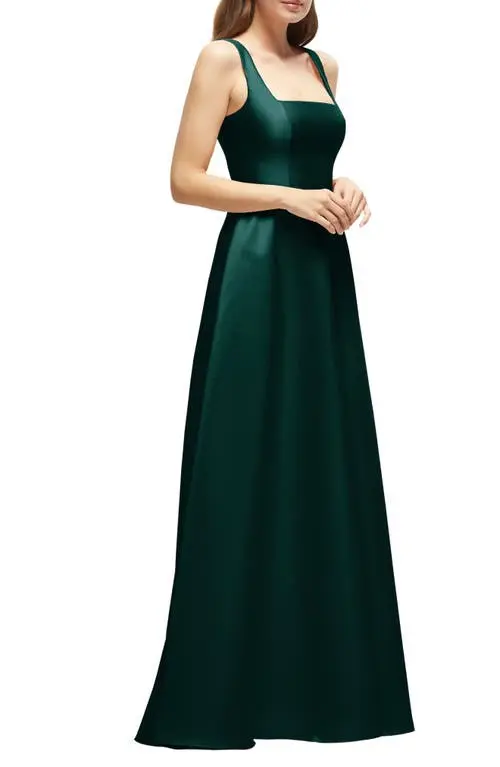 Dessy Collection Sleeveless Satin Gown - Evergreen