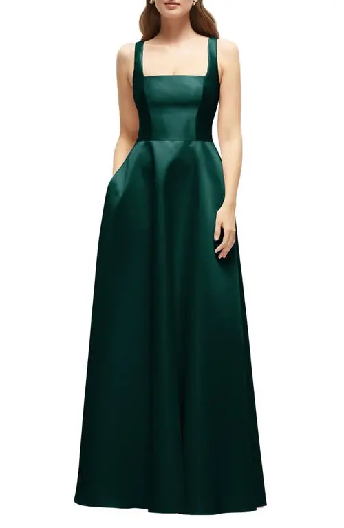 Dessy Collection Sleeveless Satin Gown - Evergreen