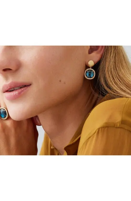 Marco Bicego London Blue Topaz And Diamond Drop Earrings In 18k Gold