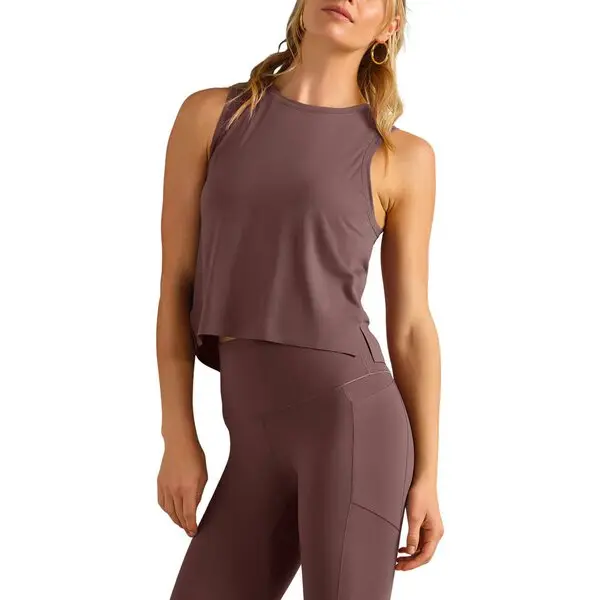 RHONE Serene Crop Tank Top - Deep Mauve
