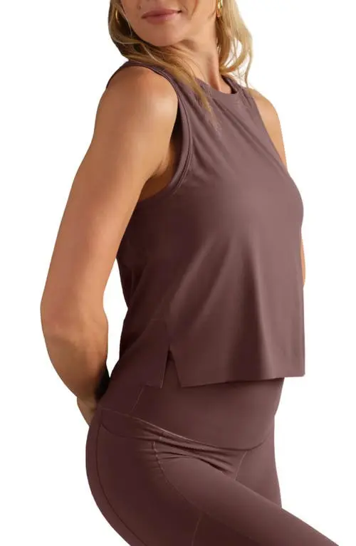RHONE Serene Crop Tank Top - Deep Mauve